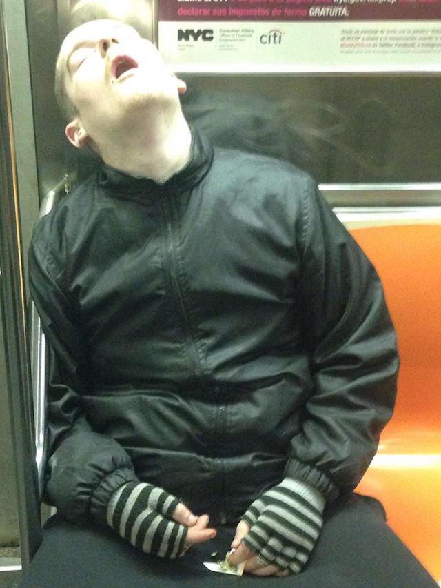 Man Falls Asleep On Subway While Rolling A Joint Epic Photo